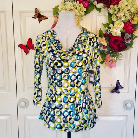 Strazzi | Tops | Strazzi Graphic Circle Peplum Top | Poshmark